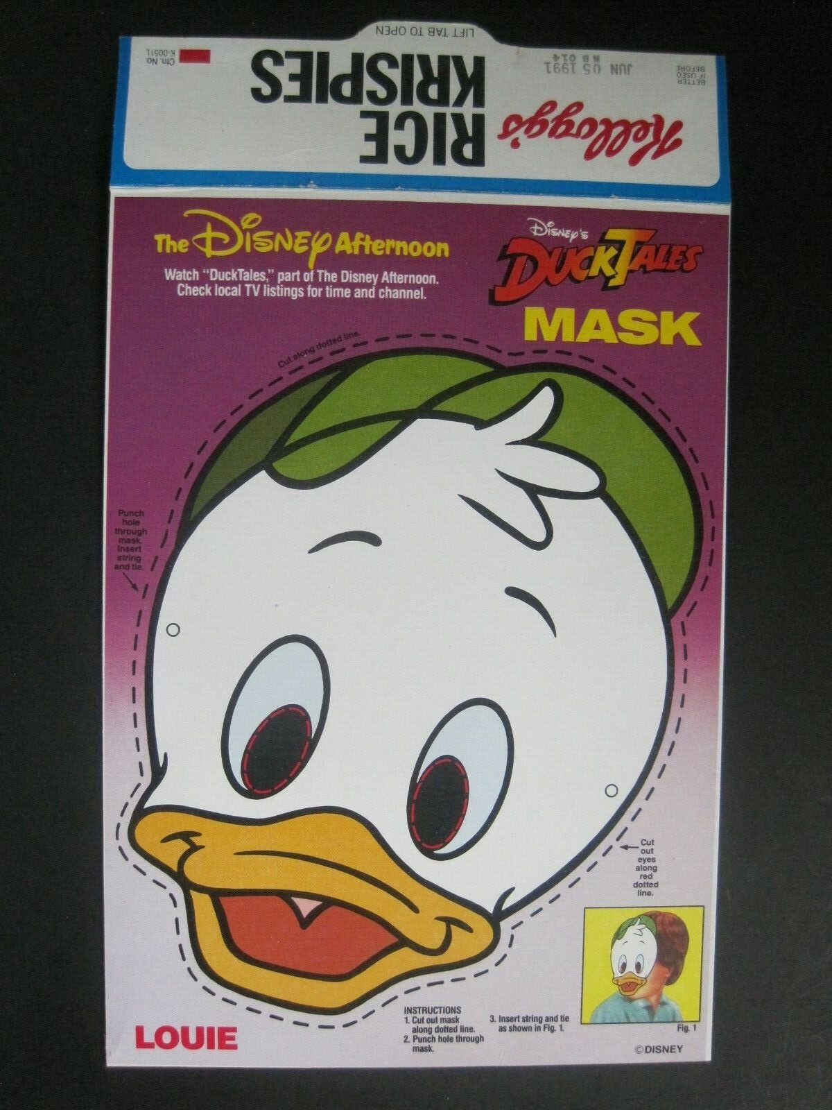 Kelloggs Mask Duck Tails Louie kelloggs cereal box mask uncut | eBay