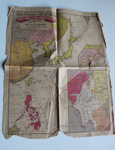 1944 East Asia & Philippines Map WW2 era Japan China Korea Vintage ...