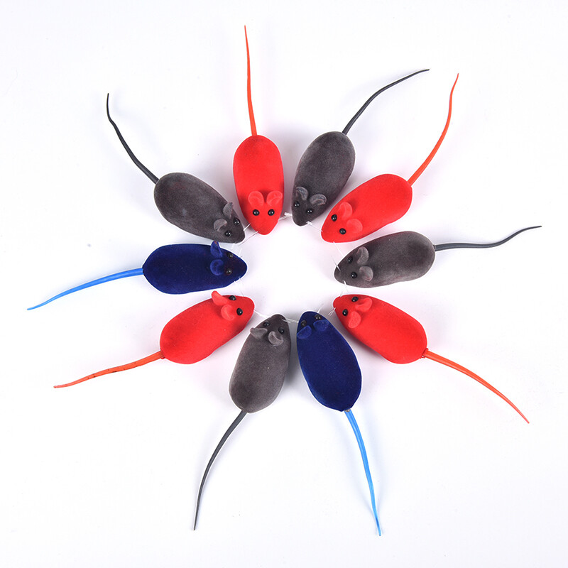 10PCS Squeaky Squeaker Sound Chew Toy False Mouse Rat For Pet Kitten-m ...