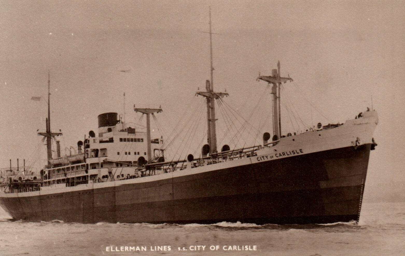 S.S. Ship City of Carlisle Ellerman Line Vintage B&W Postcard | eBay