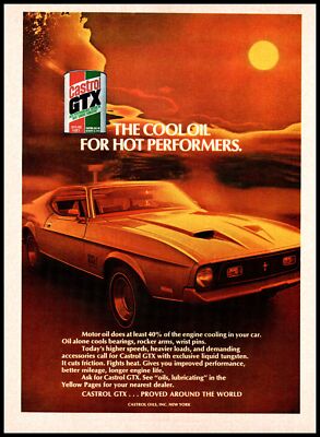 1971 Castrol GTX Motor Oil Ford Mustang Mach 1 Vintage Print Ad Sunset ...