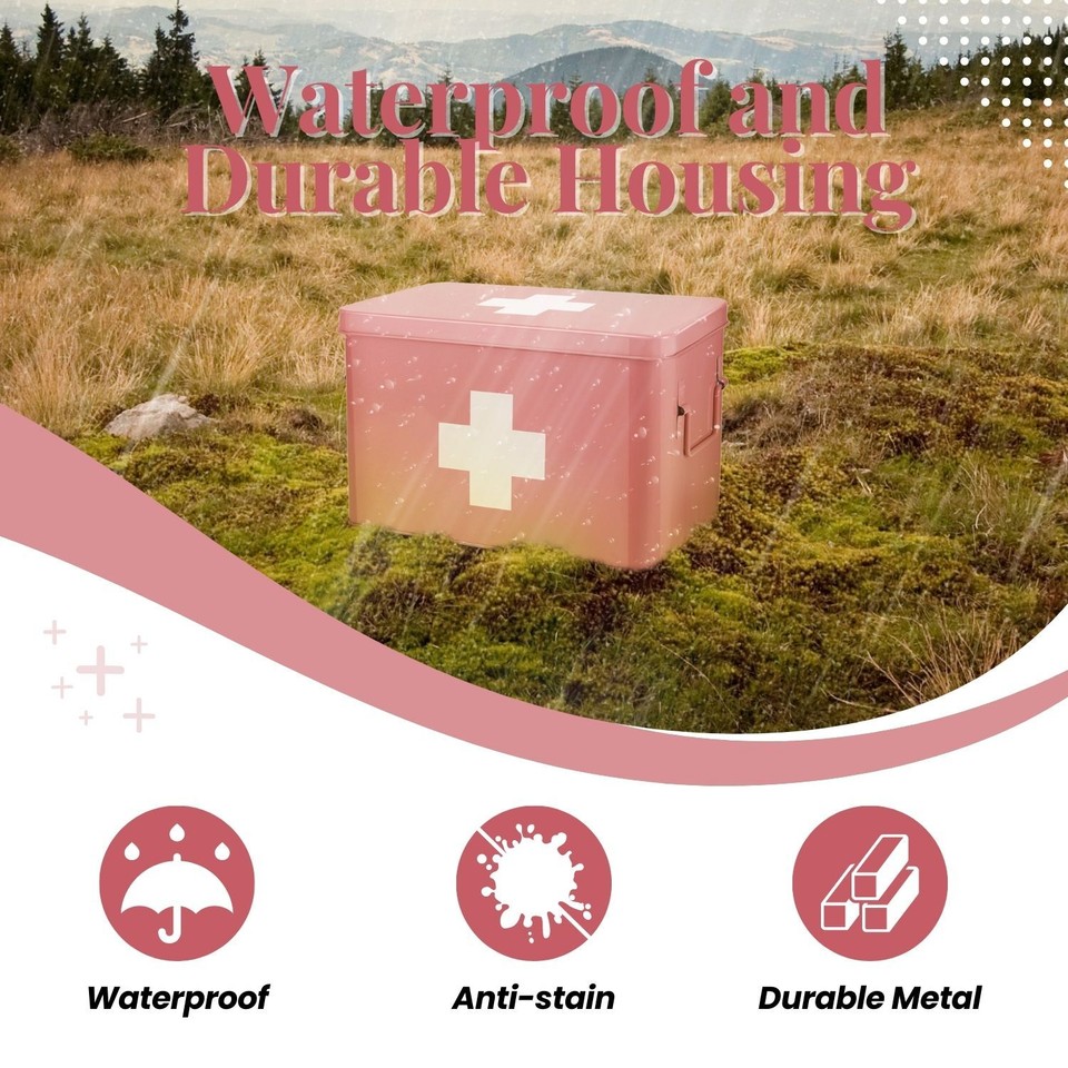 Metal First Aid Empty Box, Medicine Storage Organizer with Removable ...