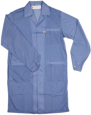 Desco 73607 Statshield ESD Smock, Lab Coat with Snaps, Blue, Size 4XL ...