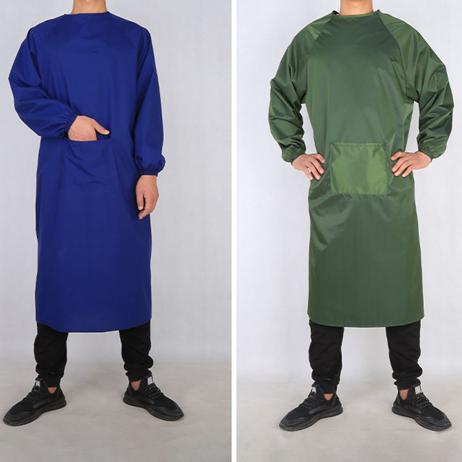 Elastic Sleeve Apron Reverse Wear Long Design Waterproof Canvas with ...