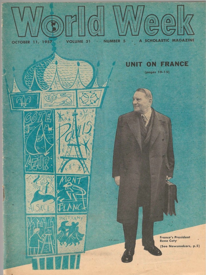 Lot of 11 World Week Scholastic Magazine Year 1957 France Spain Egypt ...