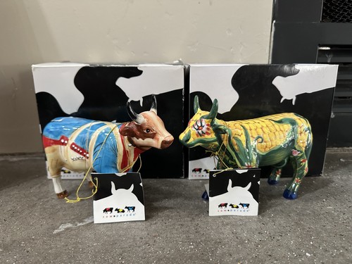 Cow Parade CORN ON THE COW PARADE #7335 and REVOLUTIONARY WAR COW #7339 ...