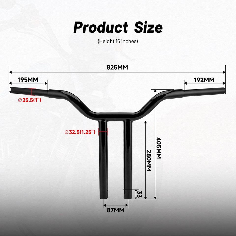 10" 12" 14" 16" MX-T Bars Handlebar For Harley Sportster XL Iron 883 ...