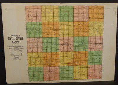 Kansas Jewell County Map 1924 Double Side/Page W19#52 | eBay