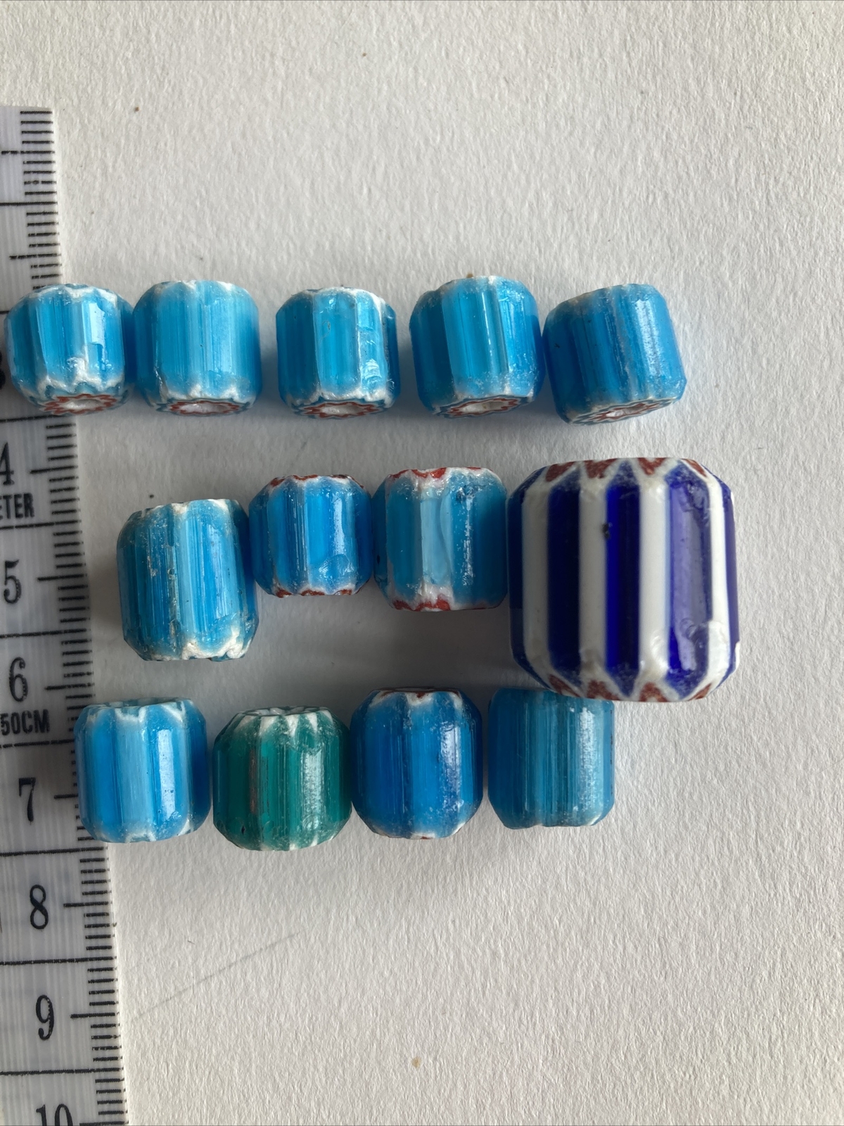 Antique Lot 12 African Trade Beads Chevron 6 layer cylinder Tube ...