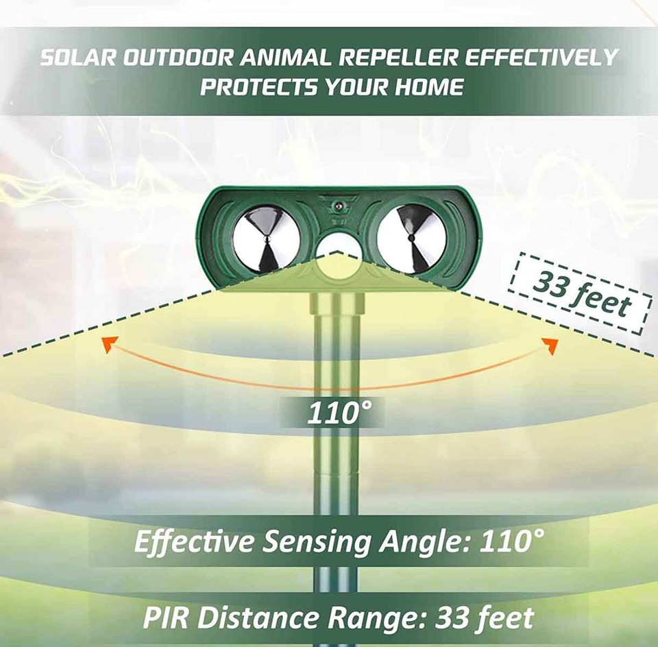 Cat Bird Deer Squirrel Ultrasonic Animal Pest Repeller Deterrent Device ...