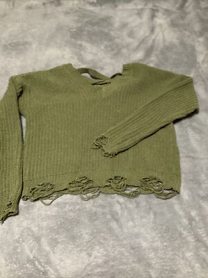 Planet Gold Sweater Womens Small Juniors Green Long Sleeve Soft V Neck ...