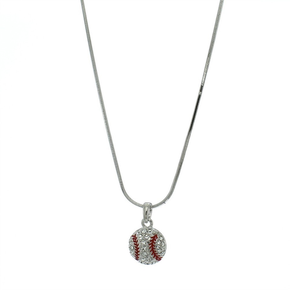 Baseball Softball Ball Pendant Made With Swarovski Crystal Necklace 18 ...