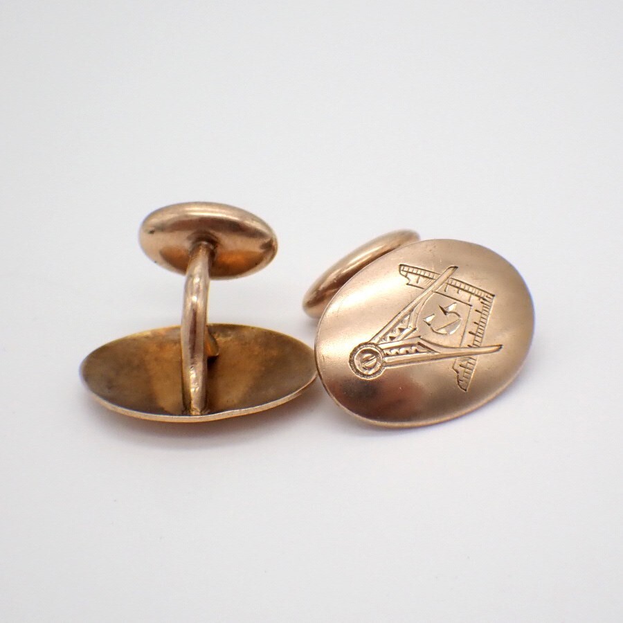 Masonic Symbol Cufflinks 10K Yellow Gold - Gem