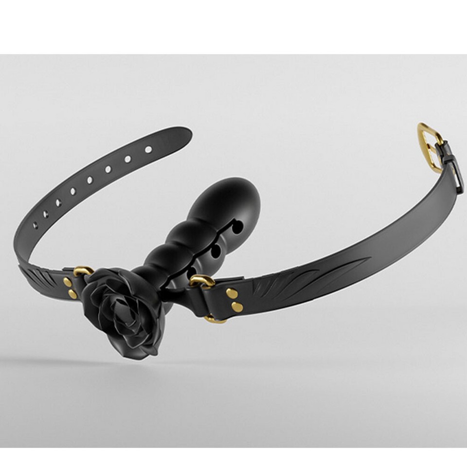 Black Adjusting Bondage Deep Throat Mouth Plug Leather Mouth Ball Gag ...