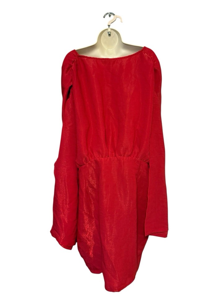 NWT Pretty Little Thing Plus Size UK 22, US 18 Red Glitter Wrap Dress ...