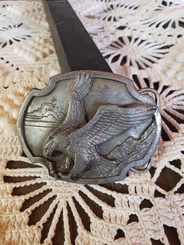 VTG 1986 Siskiyou Oregon Diamond Cut Western Belt Buckle Flying Eagle ...
