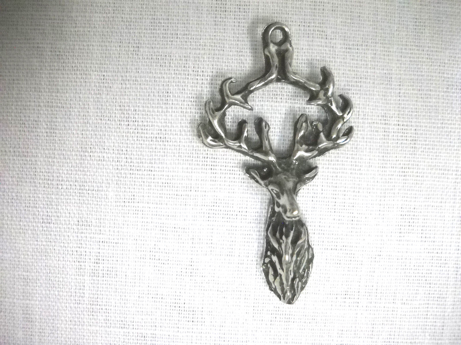 NEW WILDLIFE 10 POINT DEER BUCK HEAD TROPHY ANTLERS PEWTER PENDANT ADJ ...