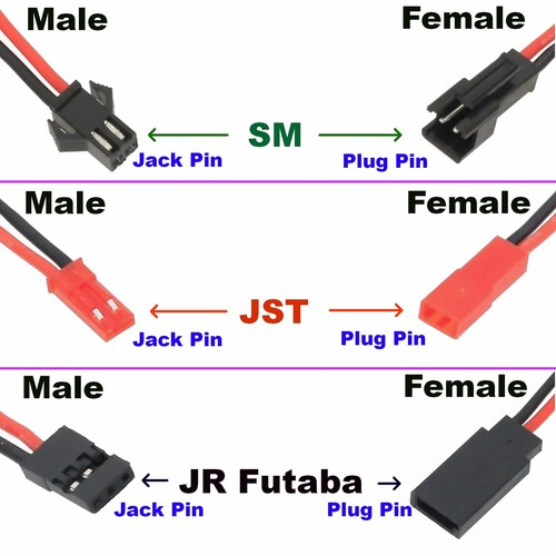 Mini Tamiya Female to SM 2P Male No Wires Adapter RC Lipo Battery FPV ...