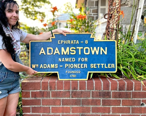 Adamstown PA Antique Cast Iron Highway Sign KEYSTONE RAILROAD LANCASTER ...