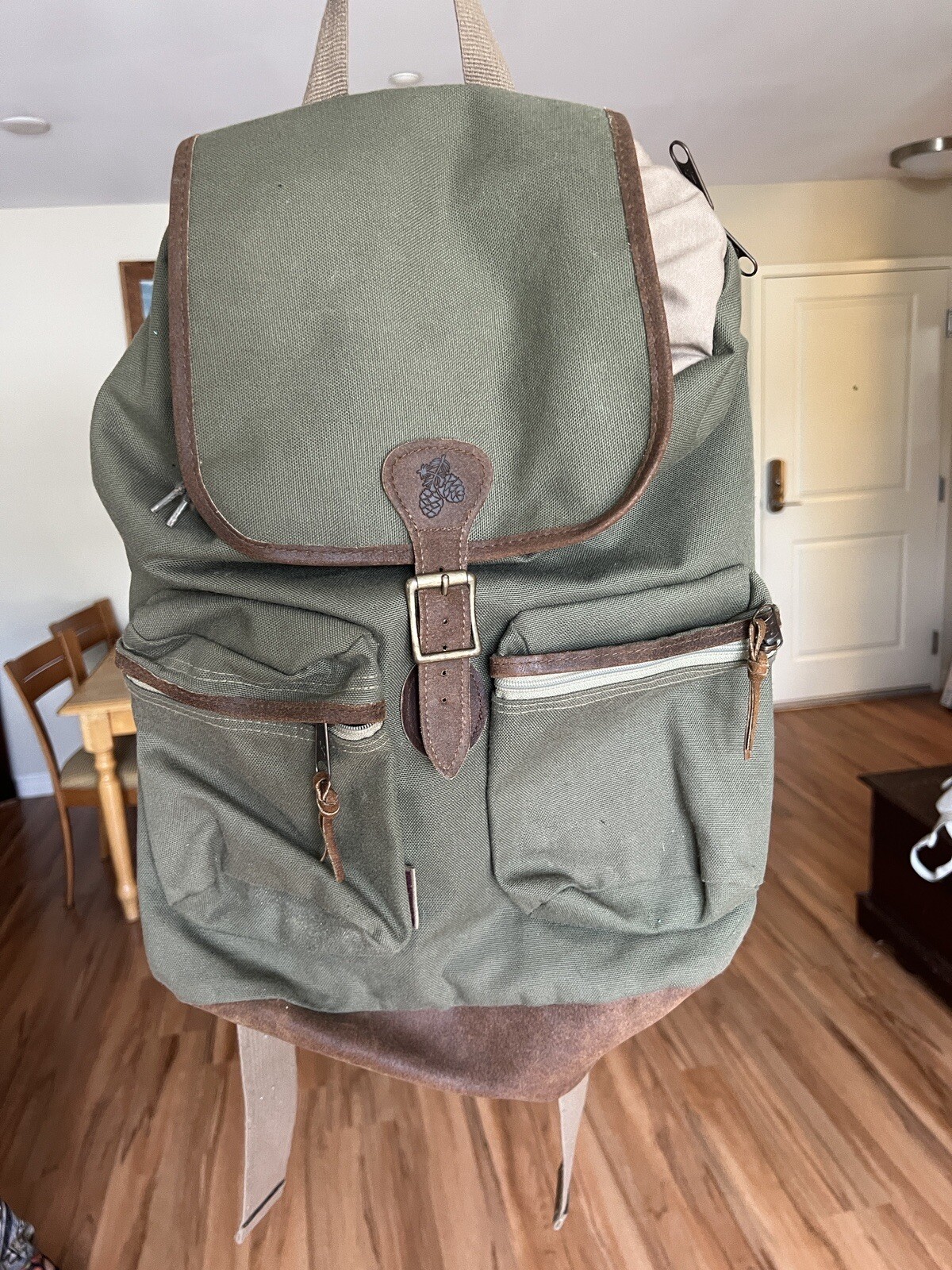 Rare Vintage Jansport Canvas + Leather Drawstring Ruc… - Gem