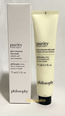 Philosophy Purity Made Simple PORE EXTRACTOR CLAY MASK 75ml / 2.5oz New ...