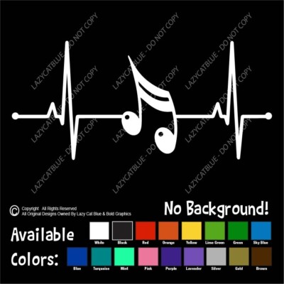Music Note Lifeline Decal Sticker Love Band Rhythm Tunes Live Show ...