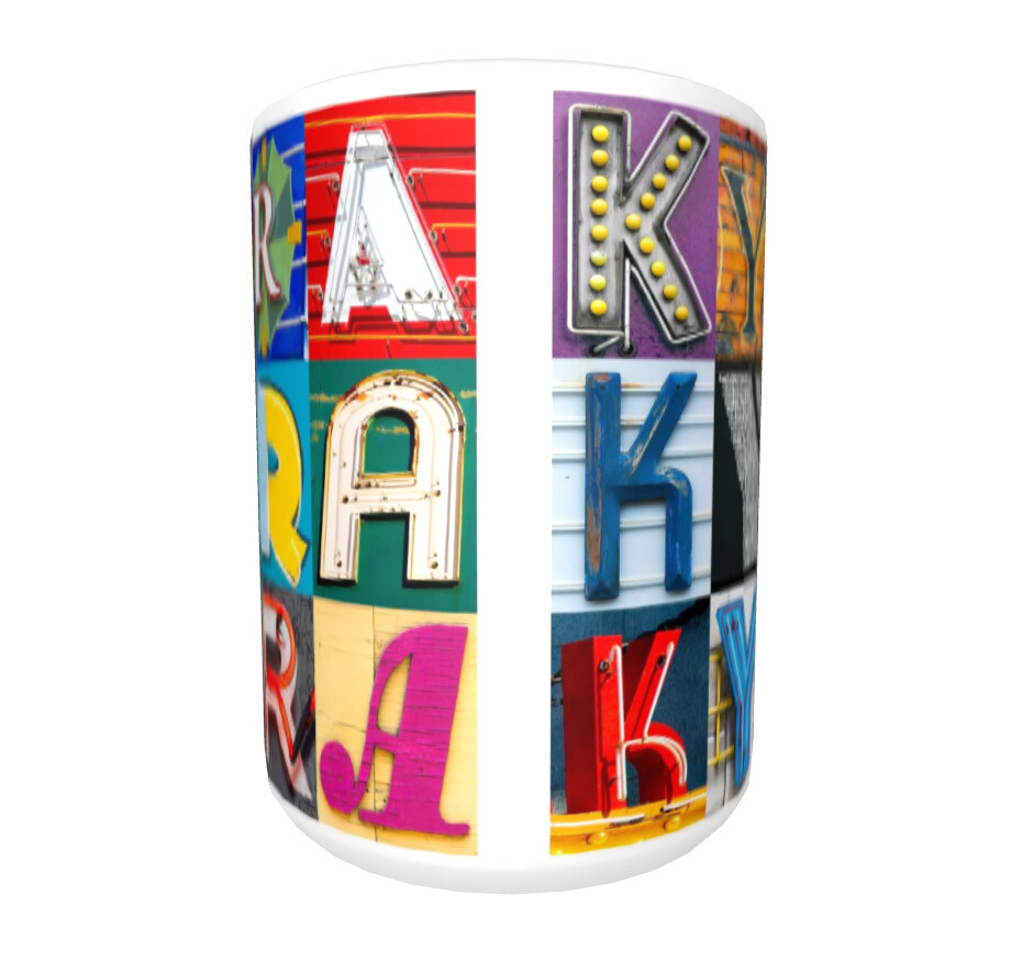 KYRA Coffee Mug / Cup featuring the name in photos of sign letters | eBay