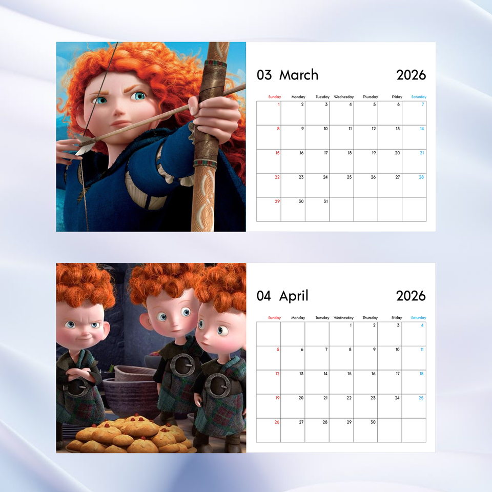 Brave 2026 Calendar, Disney Pixar Princess Merida Wall Calendar ...