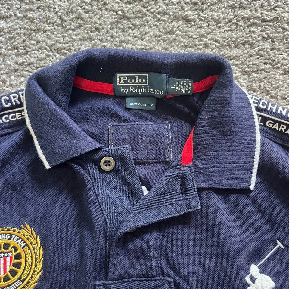 Polo Ralph Lauren 2011 RL Racing Polo Shirt Navy Blue Mens Large Crest ...