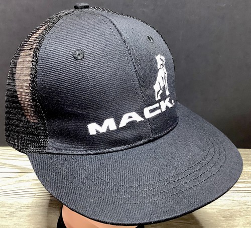 MACK Truck Mesh Trucker Cap Black White Unisex OSFM Embroidered Bulldog ...