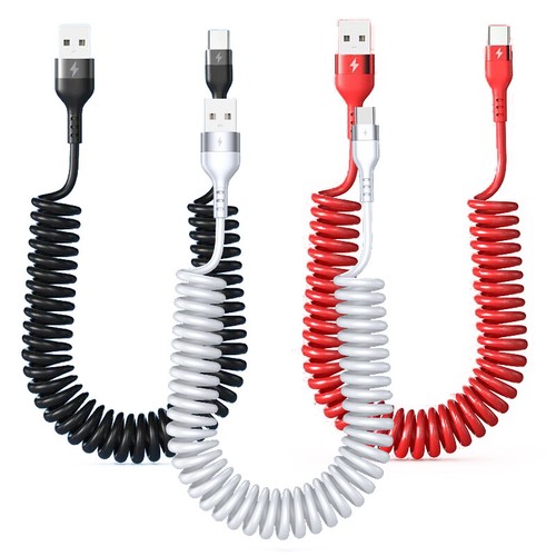 5A 66W USB Type C Spring Car Fast Charging Cable Micro 3A Fast Charge ...