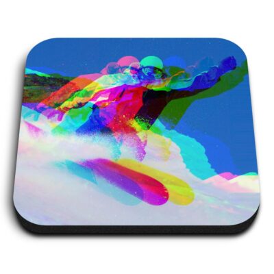 1x Square Fridge MDF Magnet Snowboarder Snowboard Glitch #63277 | eBay UK