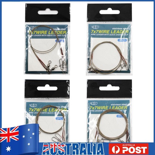 Stainless Steel Wire Leader Fishing Leash w/ Rolling Swivels Lure Anti ...
