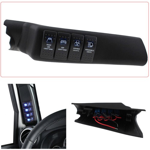 US Left Side A-Pillar Rocker Switch Pod Panel Kit Fit For Jeep Wrangler ...