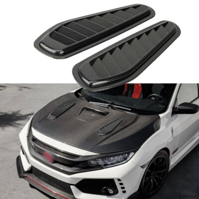2x 13" Carbon Fiber Air Flow Vent Bonnet Car Front Hood Louver Cover ...