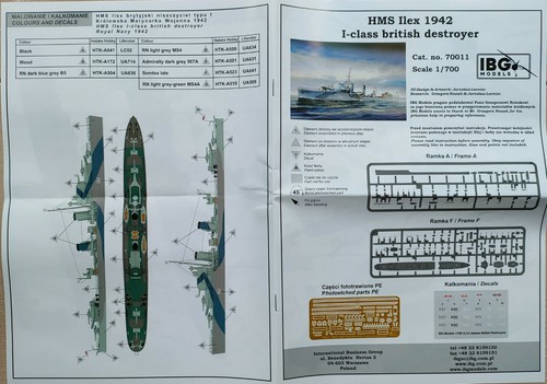 IBG model 1/700 HMS Ilex 1942 British I-class destroyer | eBay