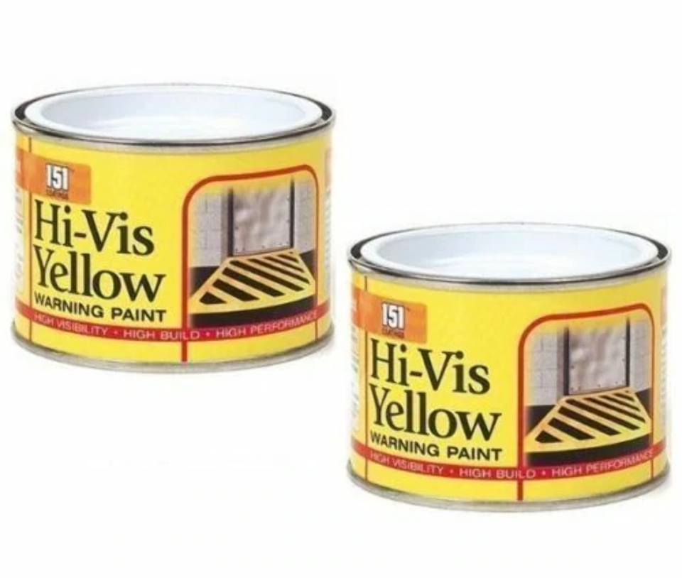 2x Hi-Vis Yellow Warning Paint High Visibility High Build 180ml Tin ...