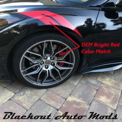 2023-2025 C8 Corvette Z06 Premium Bright Red Fender Hash Stripe Decals ...