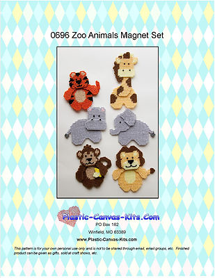 Zoo Animals Magnets-Giraffe, Hippo, Lion, Tiger -Plastic Canvas Pattern ...