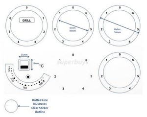 10pc Grill 100-200/Max Circle Dial Knob Stove Symbol Oven Sticker Label ...