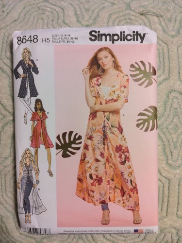 Simplicity 8648 Dusters 2 Lengths Sewing Pattern Misses Size H5 6-14 ...