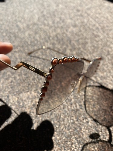 FENDI Sunglasses Women Pink Gold FF 0259/S Square Dots | eBay