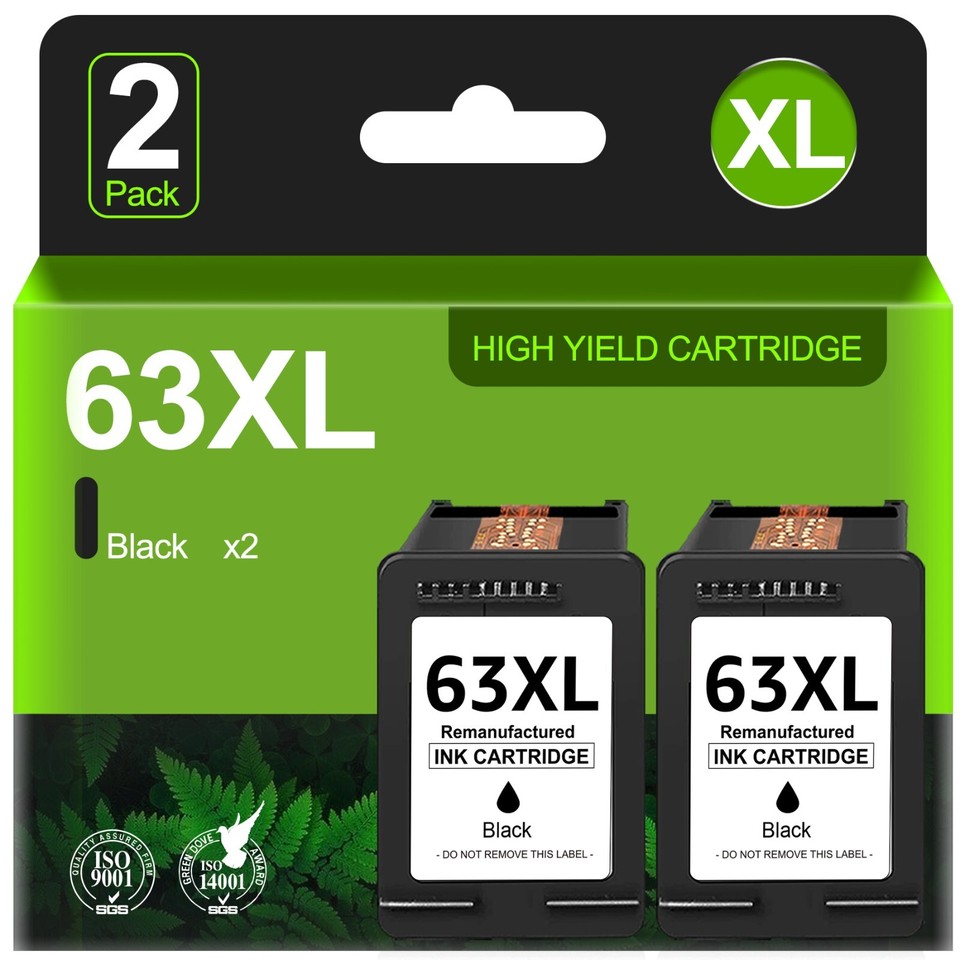 63 XL Ink Cartridges for HP 63 OfficeJet 3830 4650 5220 5255 ENVY 4512 ...