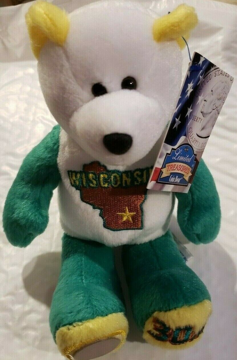 Limited Treasures 50 States of America Coin Plush Bear Wisconsin 30th ...