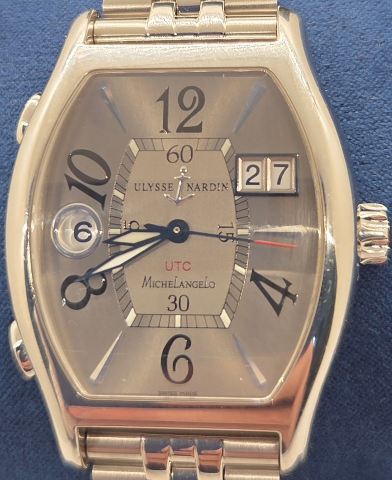 Ulysse Nardin Rare Silver Dial Big Date Dual Time Automatic Swiss Watch ...