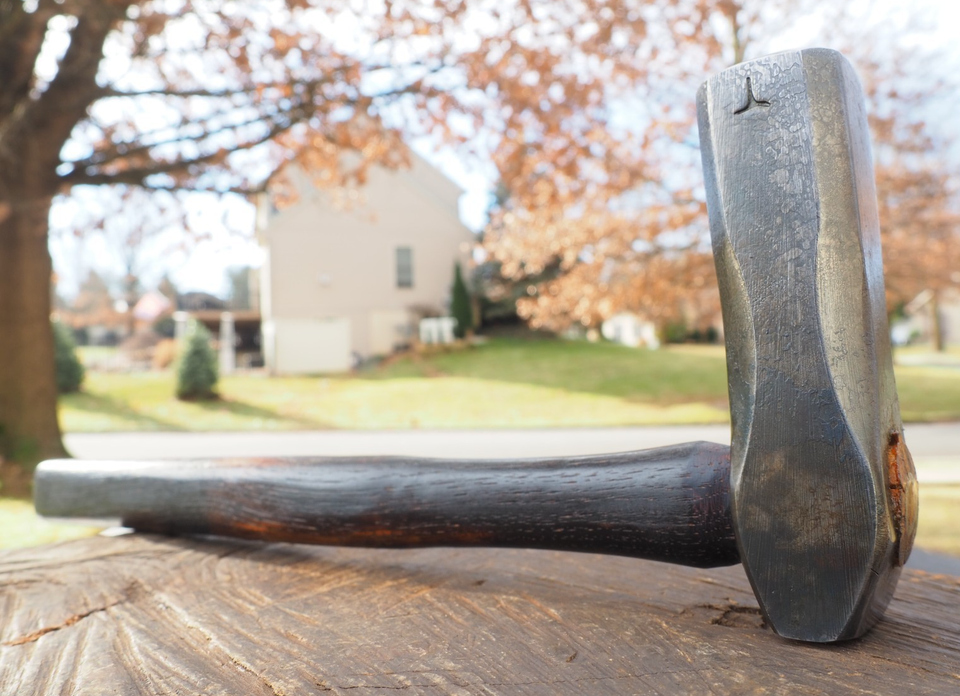 BIG 3.4LB BLACKSMITH "MIKE TUCKER" DOG HEAD HAMMER ANVIL KNIFE BLADE ...