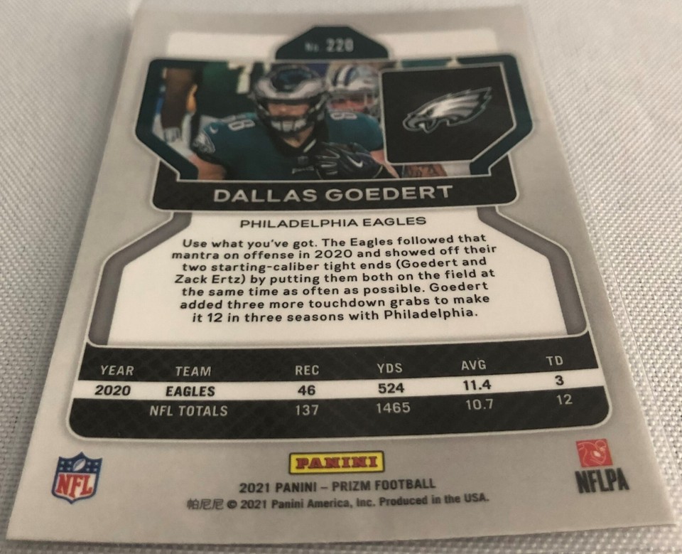 2021 Panini Prizm Football Dallas Goedert Philadelphia Eagles base card ...