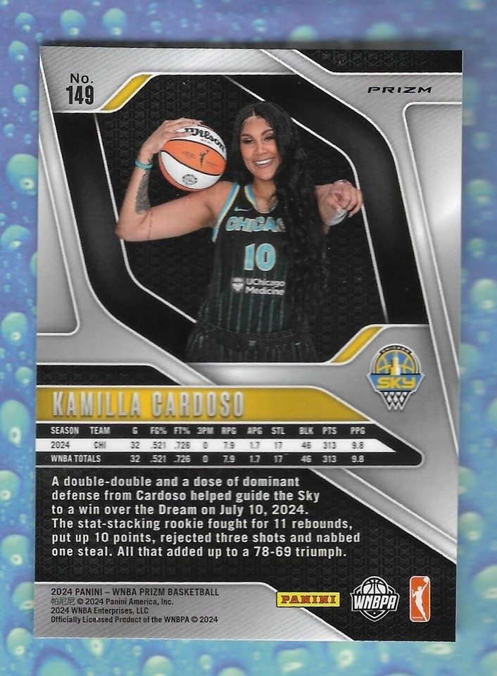 KAMILLA CARDOSO 2024 PANINI PRIZM SILVER ROOKIE RC CARD #149 SKY WNBA STAR! | eBay