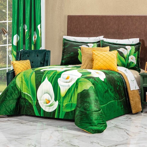 CALLA FLOWERS BLANKET WITH SHERPA SOFTY THICK & WARM & SHEET SET 8PCS ...