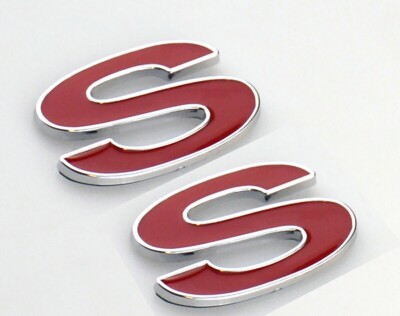 Pair Set 96-02 SS Fender Emblems 3D Badge for SLP 12369965R Chrome Red ...